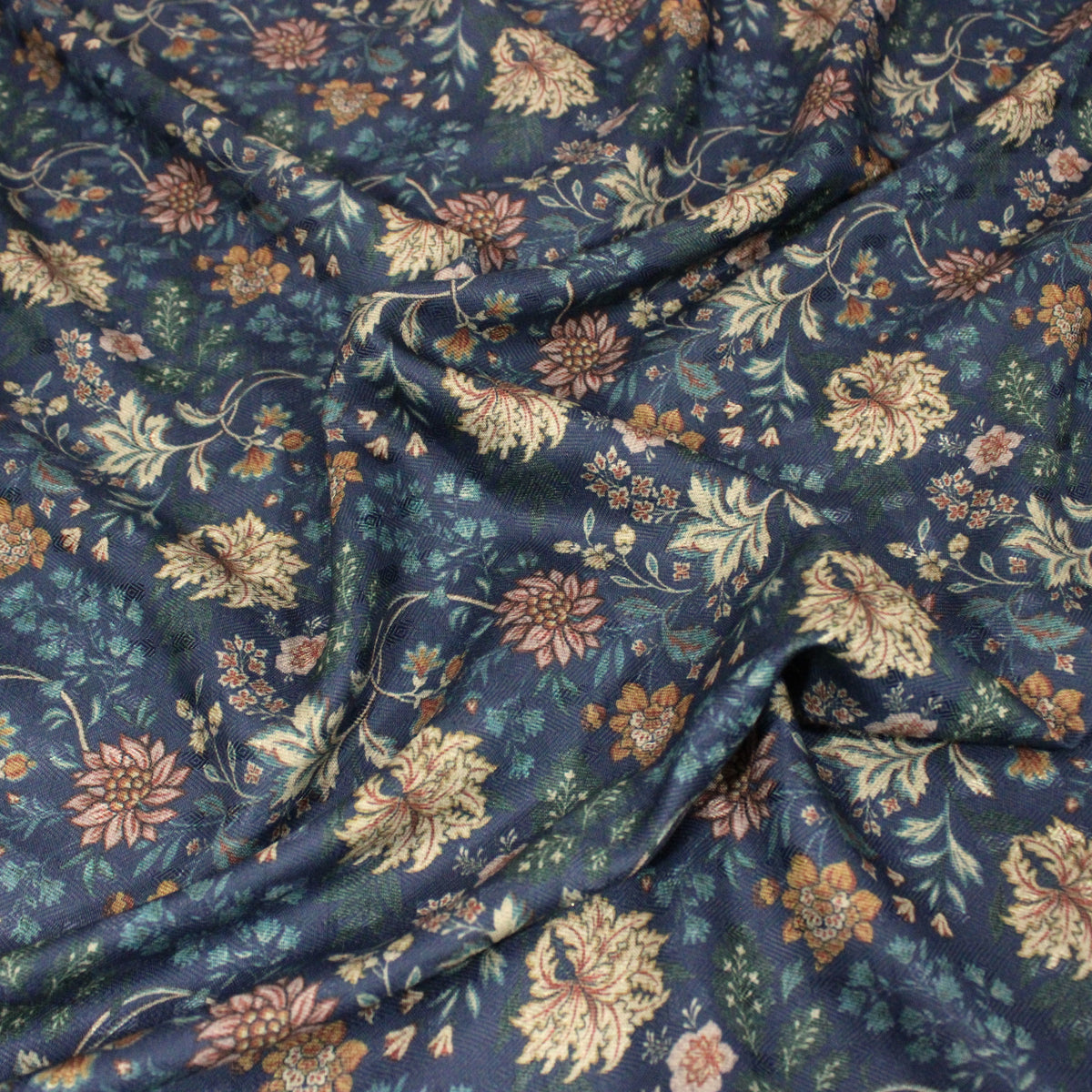 3 Metres Printed Cashmere Effect Crepe, 'Navy Floral'- 45" Wide – Cut Price Fabrics