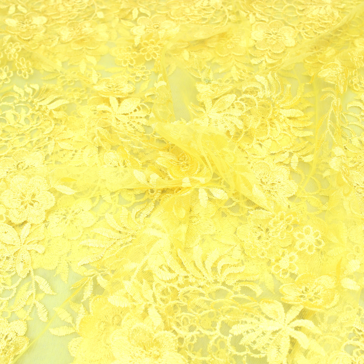 3 Metre Luxury Embroidered Lace - 55" Wide -Yellow – Cut Price Fabrics