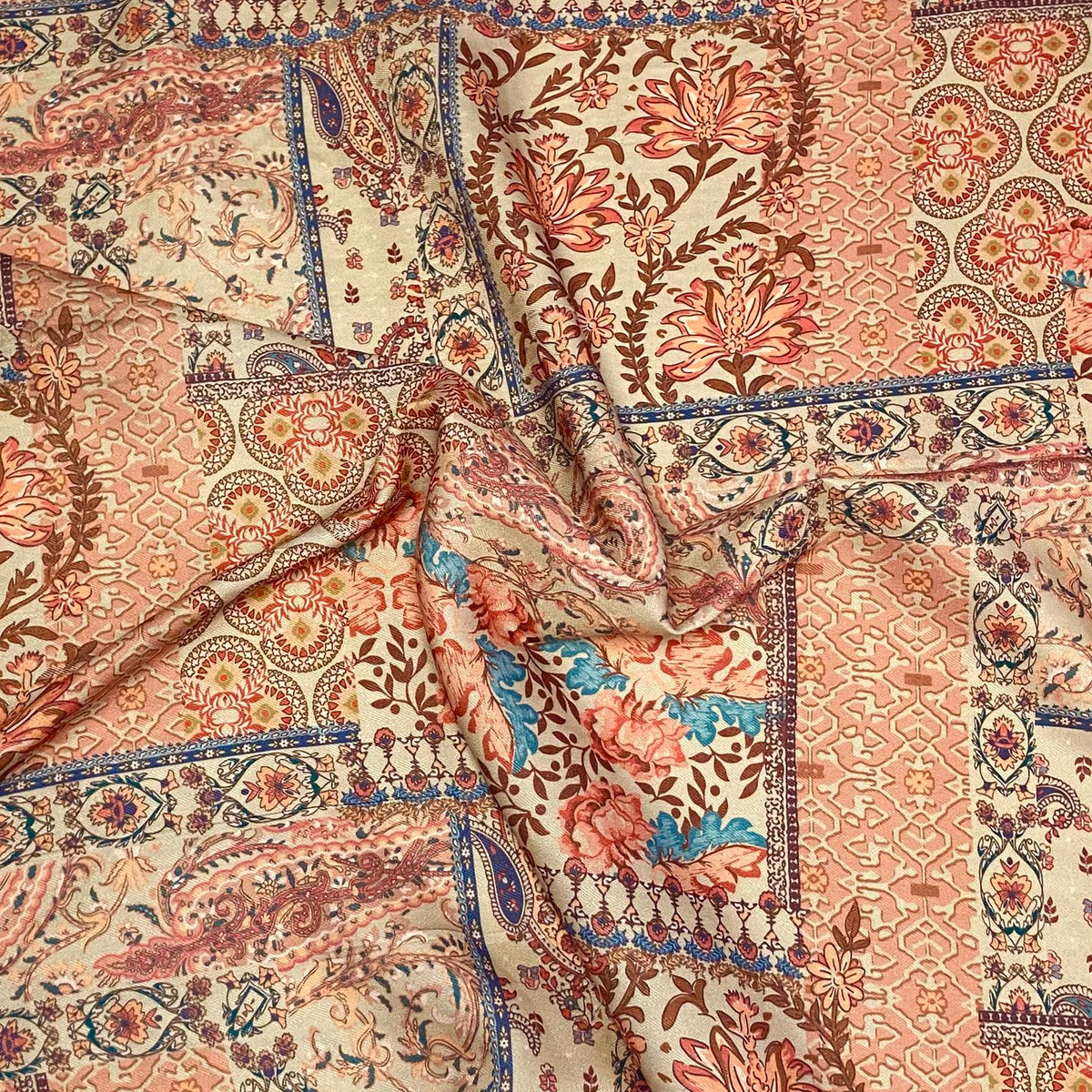 3 Metres Printed Cashmere Effect Crepe Fabric- 45" Wide (Amber) – Cut Price Fabrics