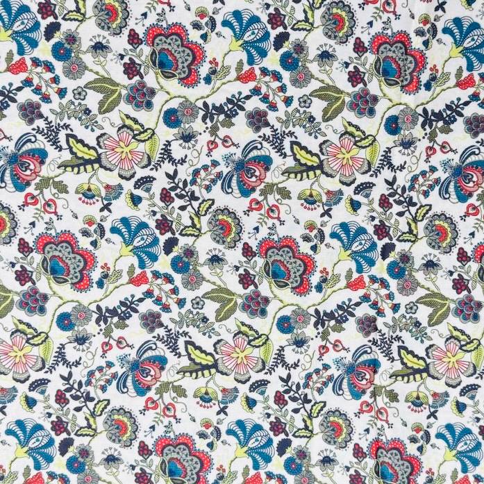 Per Metre Printed Cashmere Effect Crepe Fabric- 45" Wide (White Bloom) – Cut Price Fabrics