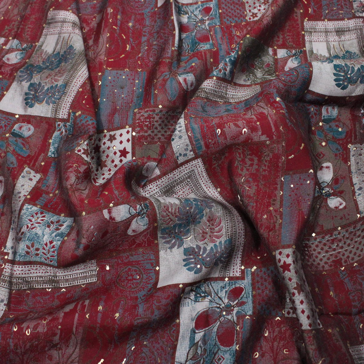 3 Metres Roman Silk 45" Wide Digital Roman Silk- Maroon – Cut Price Fabrics
