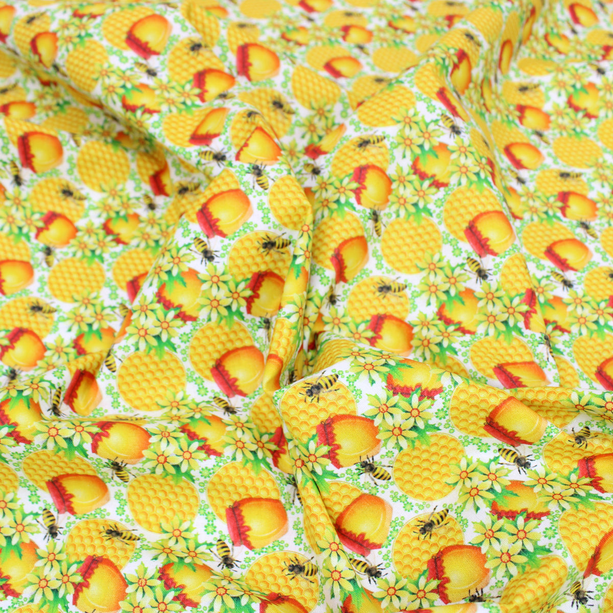 Sold Per Metre, Premium Quality Printed Digital Cotton, 'Bee & Honeyco ...